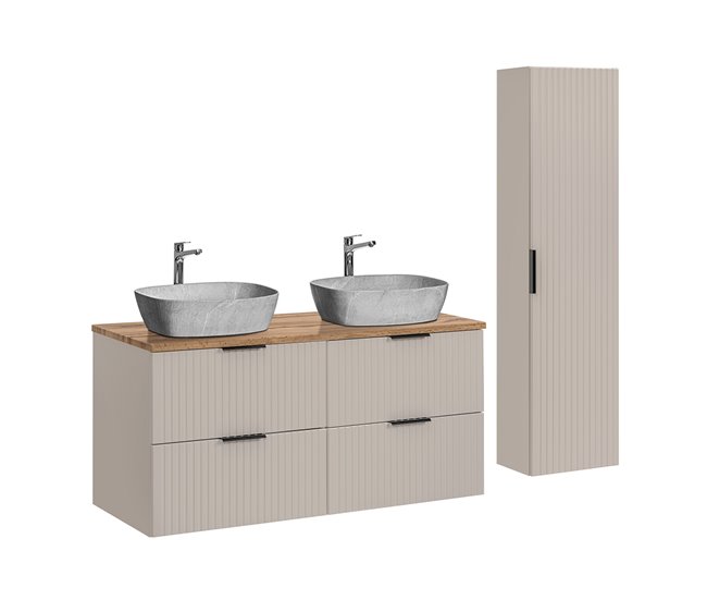 Móvel de lavatório duplo de 120 cm com pedestal Adriel em preto e ...