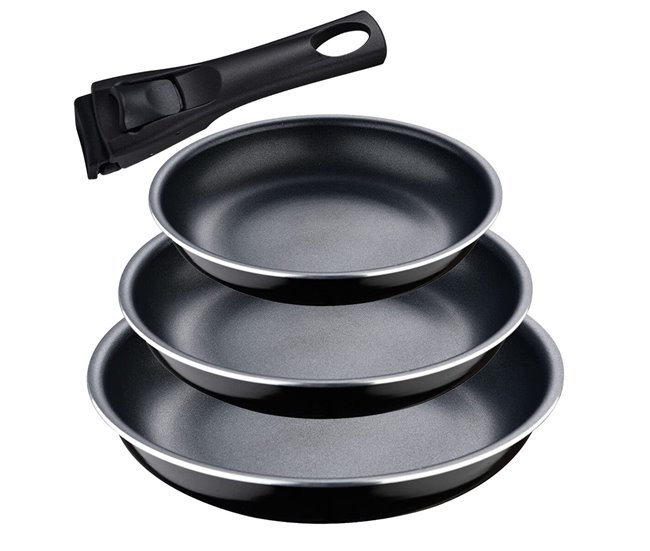 Conjunto de Frigideiras Bergner Click & Cook Preto Alumínio (3 Peças ...