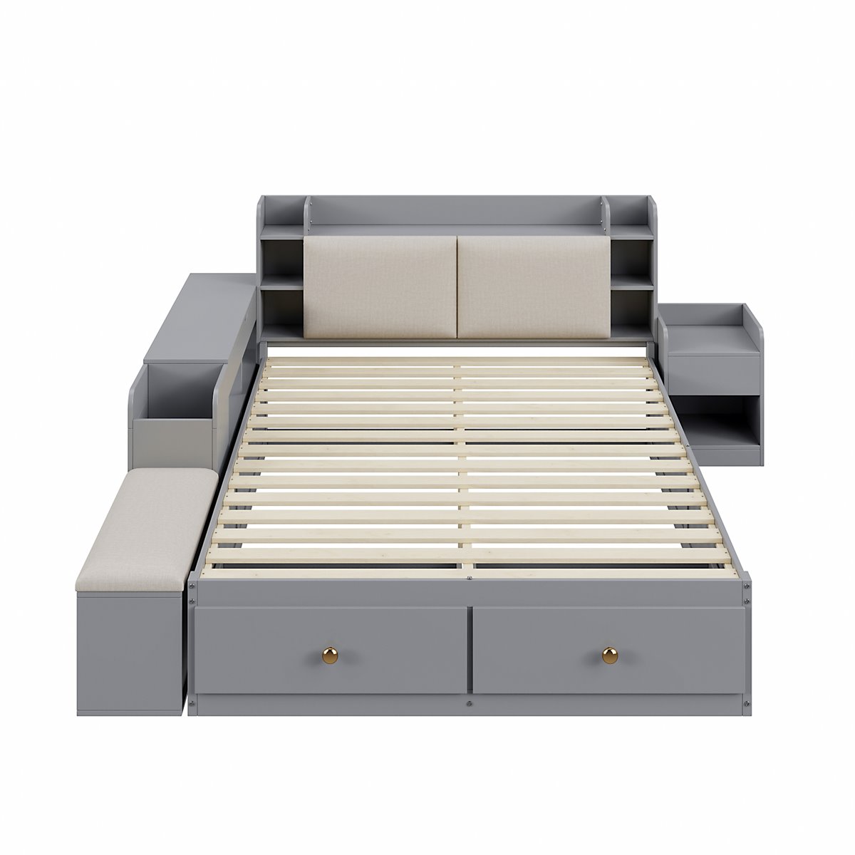 Cama combinada em madeira maciça 140x200 cm - Cabeceira com ...