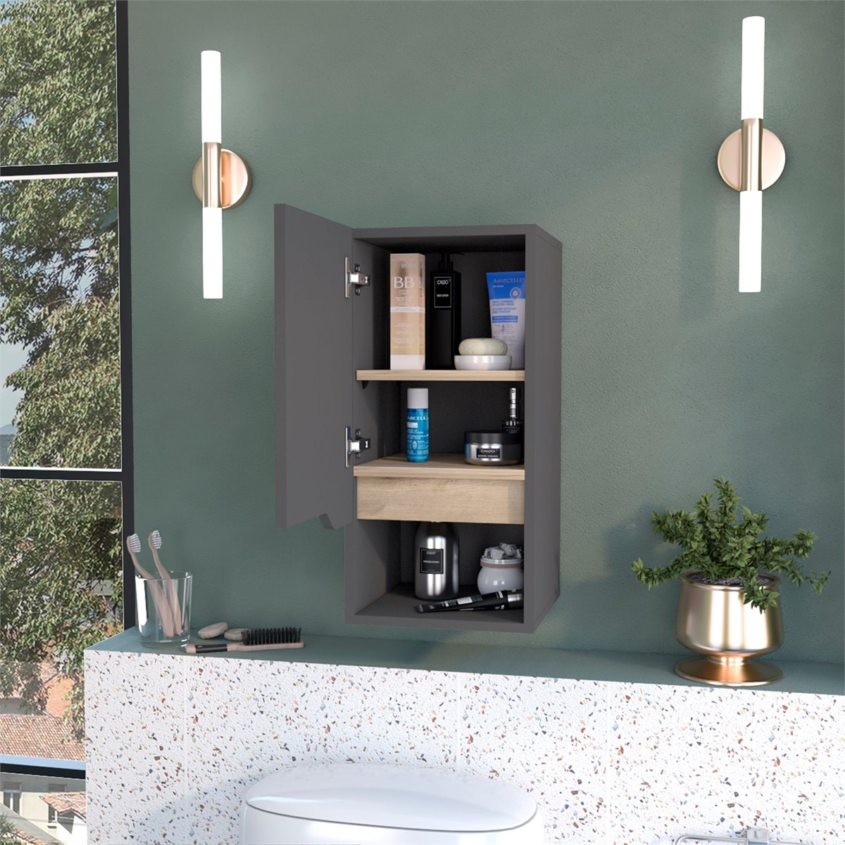 Govan armário de parede para banheiro com espaço funcional - Conforama