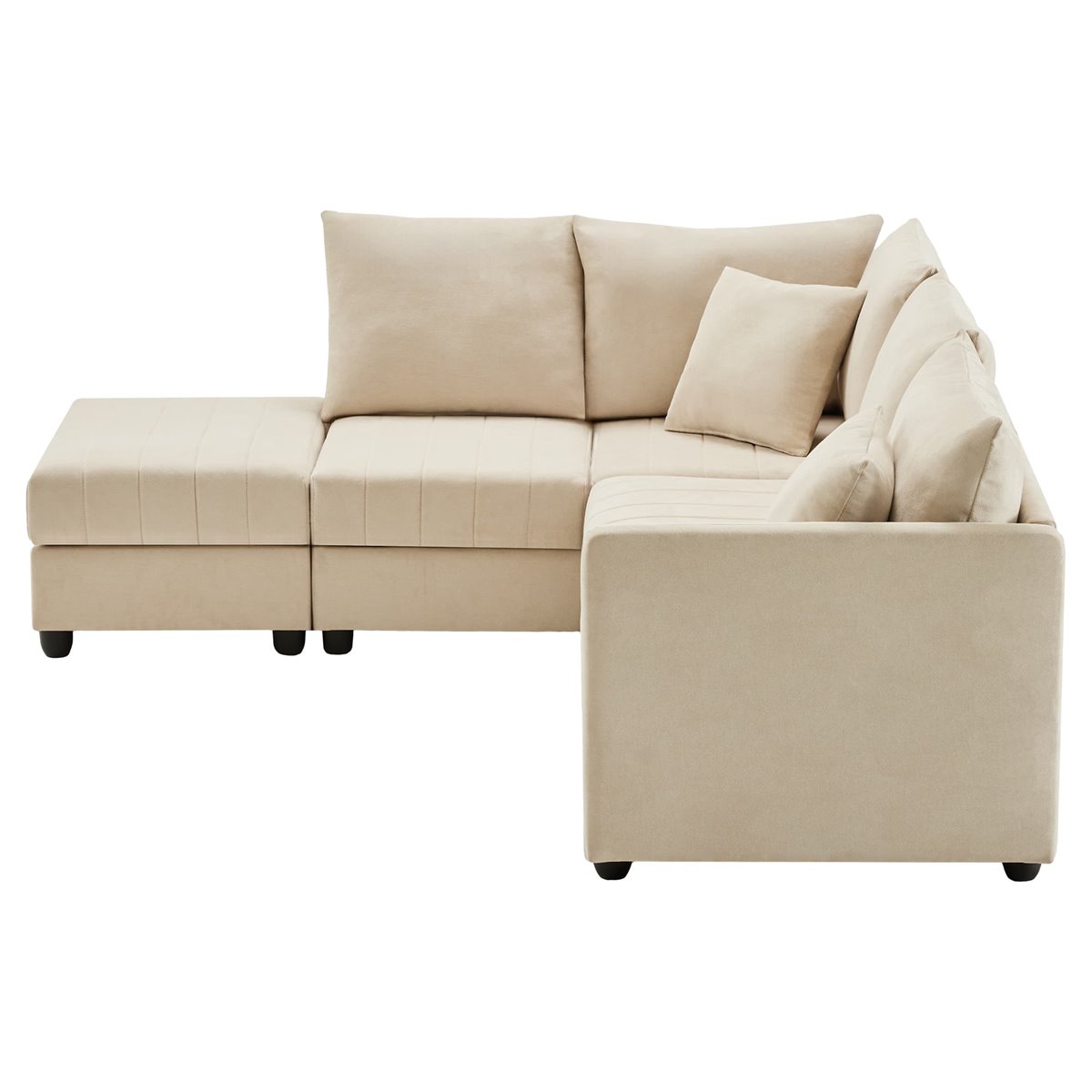 Sofá modular de 5 lugares - Sofá em L e U, com pufe conversível, riscas ...