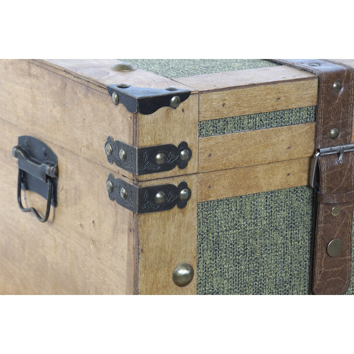 Conjunto de Baús Home ESPRIT Verde Madeira Tela Tropical 81 x 50 x 45 cm (3 Unidades) - Conforama