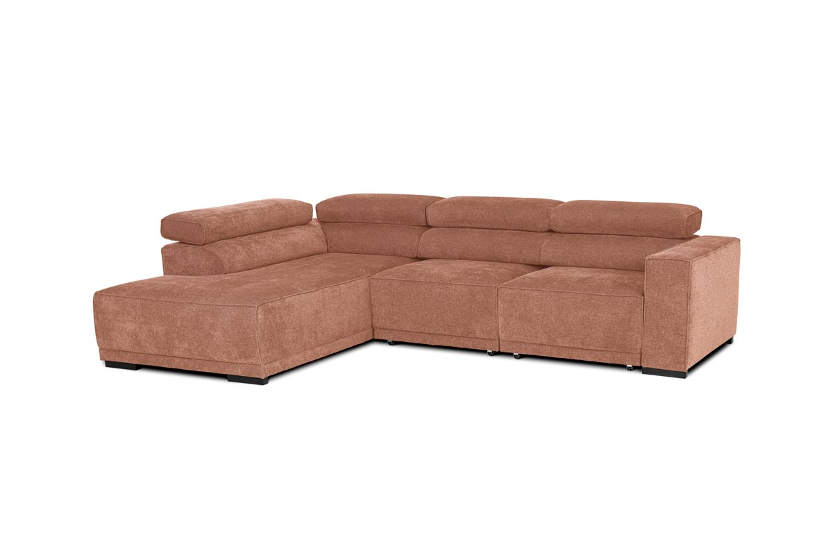 Sofá de canto elétrico com cama MACK esquerda 4 lugares terracota - Conforama