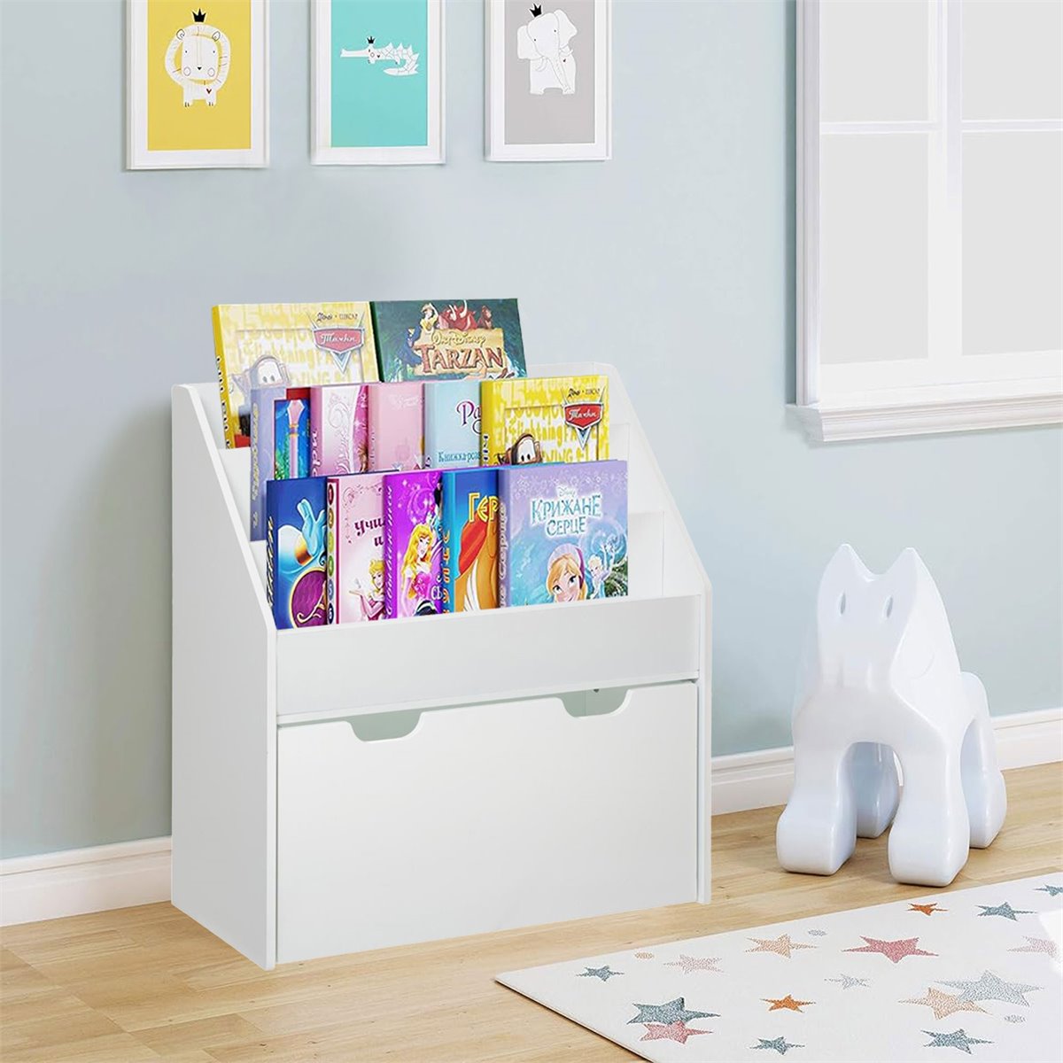 Estante e bandeja infantil Well Home com rodas Branco - Conforama