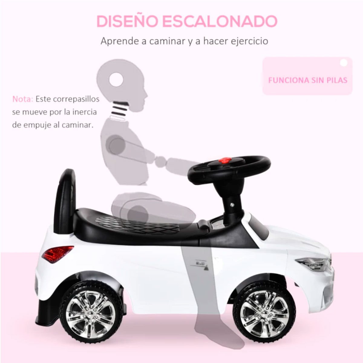 HOMCOM Carro Andador para Crianças de 18-36 Meses com Faróis Música ...