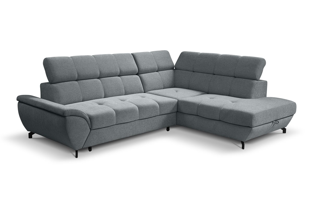 Sofá de canto direito com cama BENIX cor cinza - Conforama