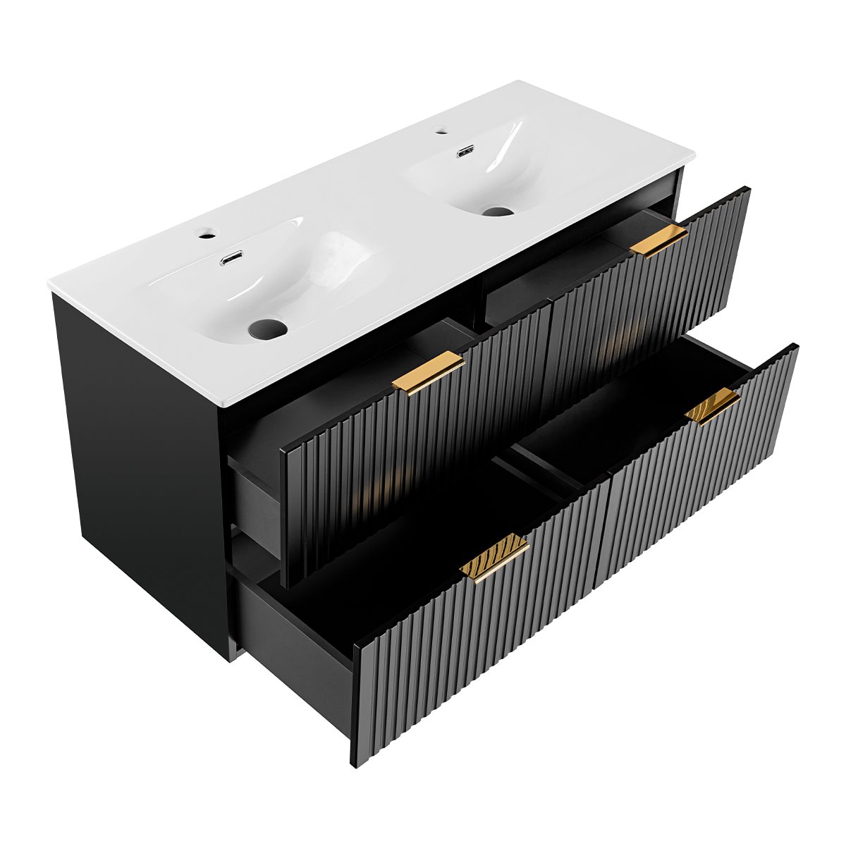 Móvel de lavatório duplo de 120 cm com pedestal Adriel Black - Conforama