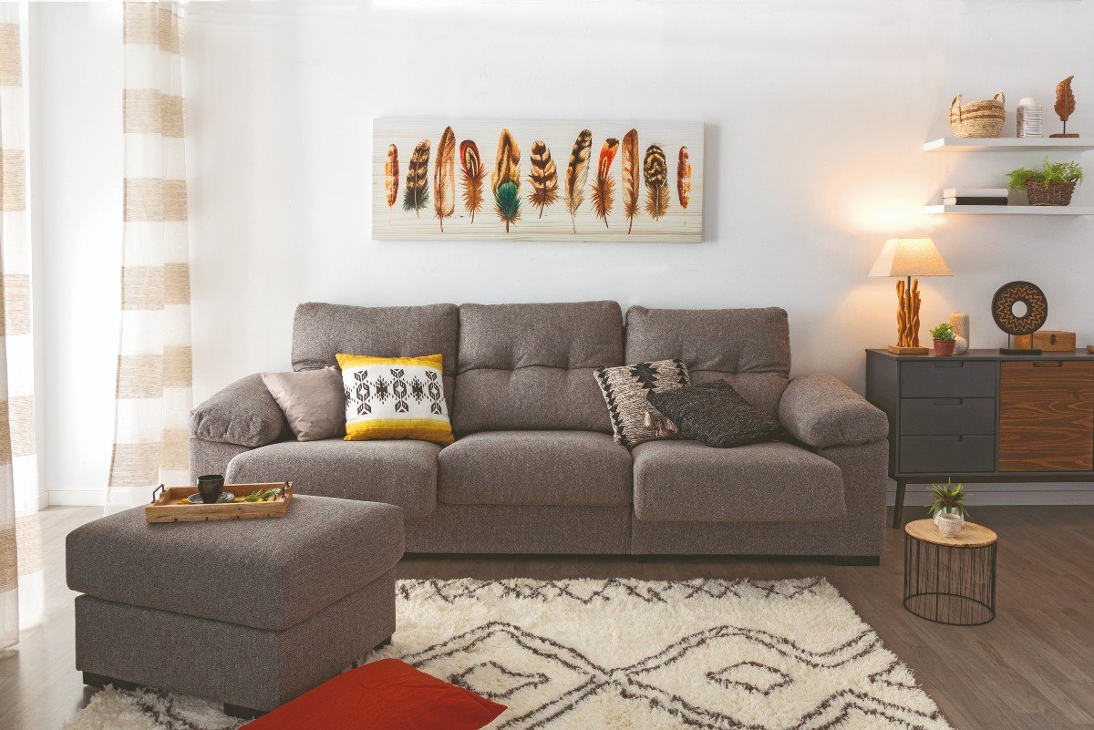 Chaise longue MIA reversível 4 lugares cinza claro - Conforama