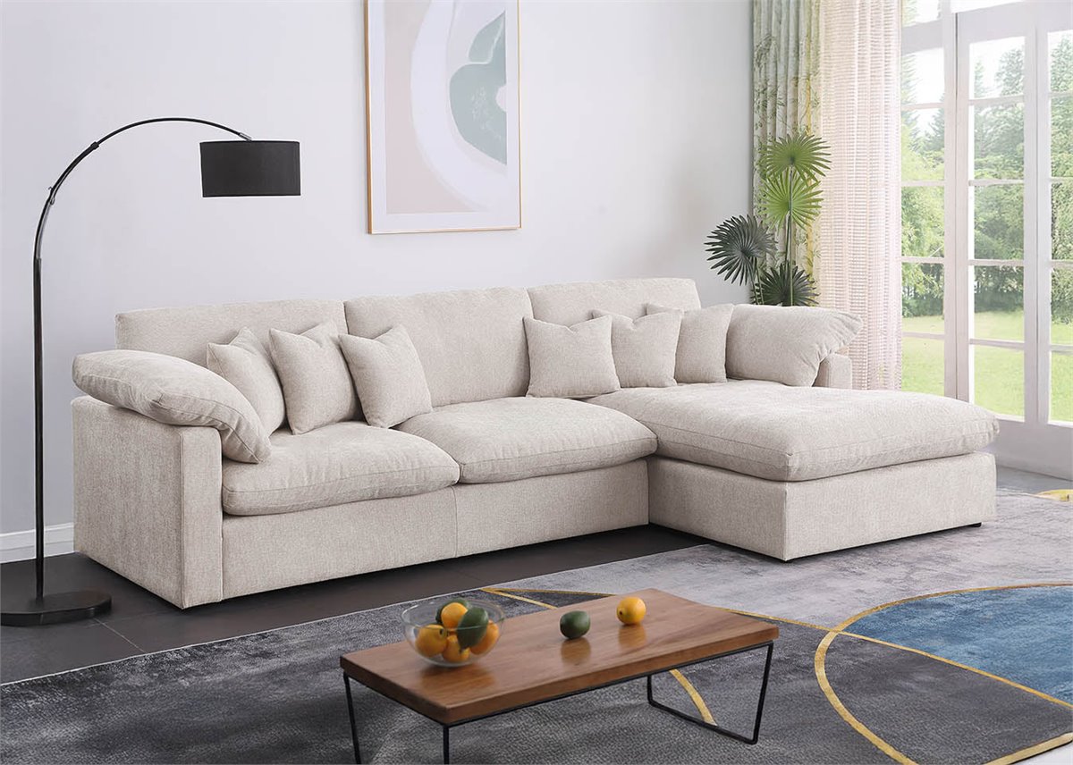 Sofá Chaise Longue Abbi 300cm, Bege, Chaise à Esquerda - Conforama