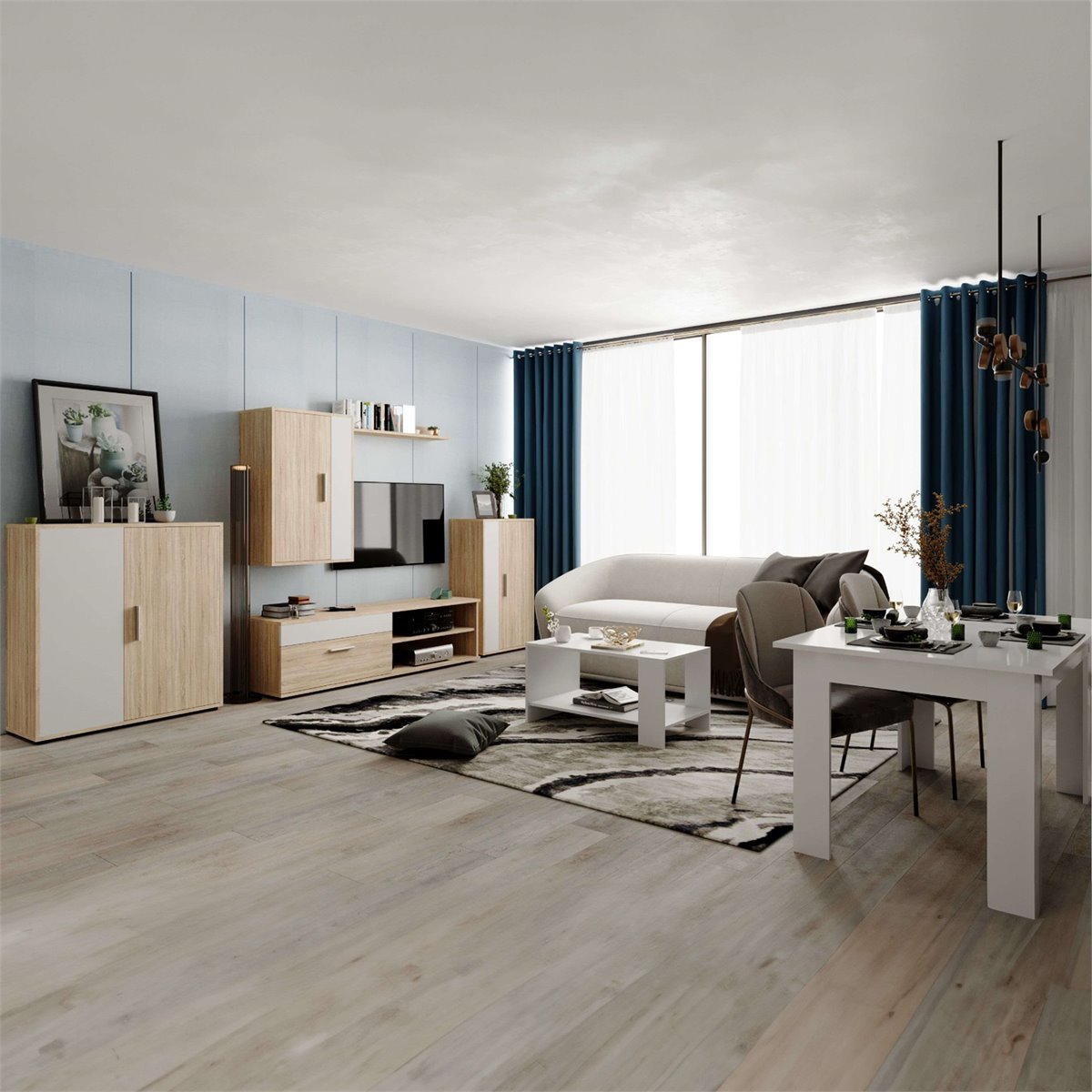 Pacote completo de móveis para sala de estar, última cor, branco e ...