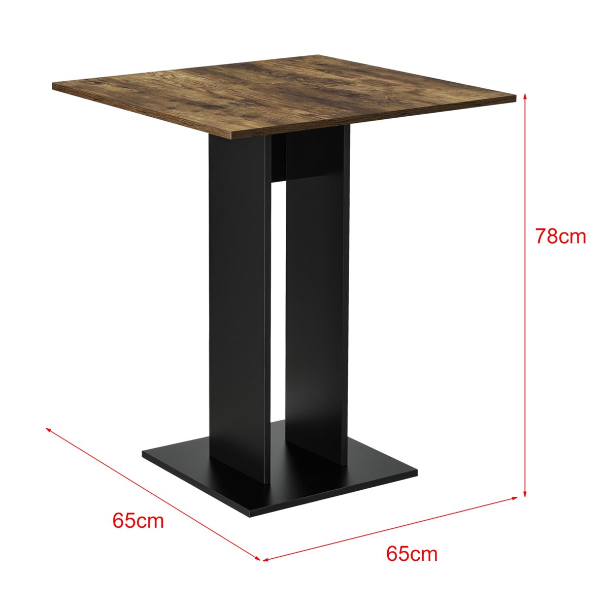 Mesa de jantar quadrada para cozinha sala 78 cm preto marrom 03_0006124 ...