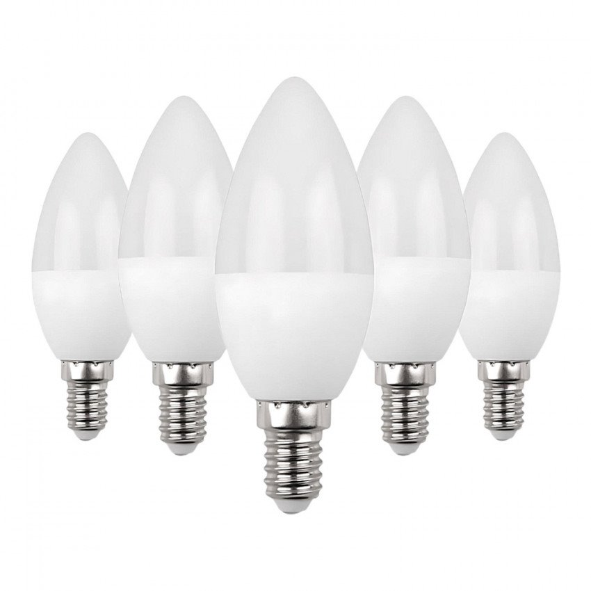 Pack de 5 Lâmpadas Vela LED E14 6W Equi.40W 470lm 15000H Neutro Branco Primer Líder - Conforama