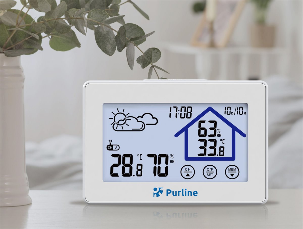 Estação meteorológica multifuncional com informações sobre humidade ...