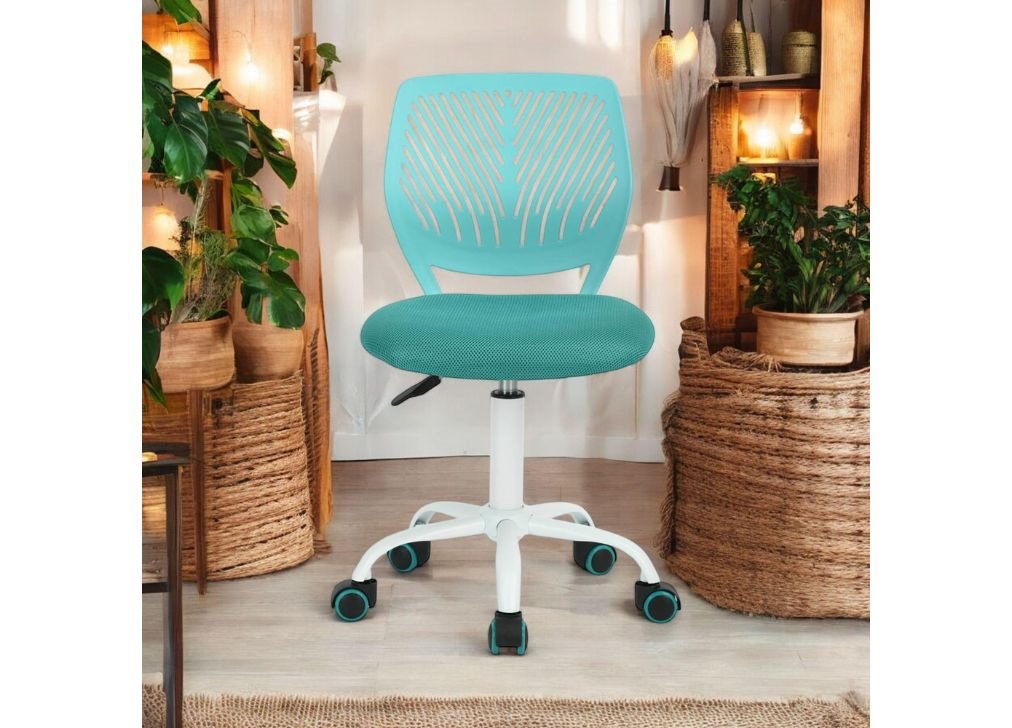 Cadeira de escritório infantil azul turquesa com rodas CARNATION ...