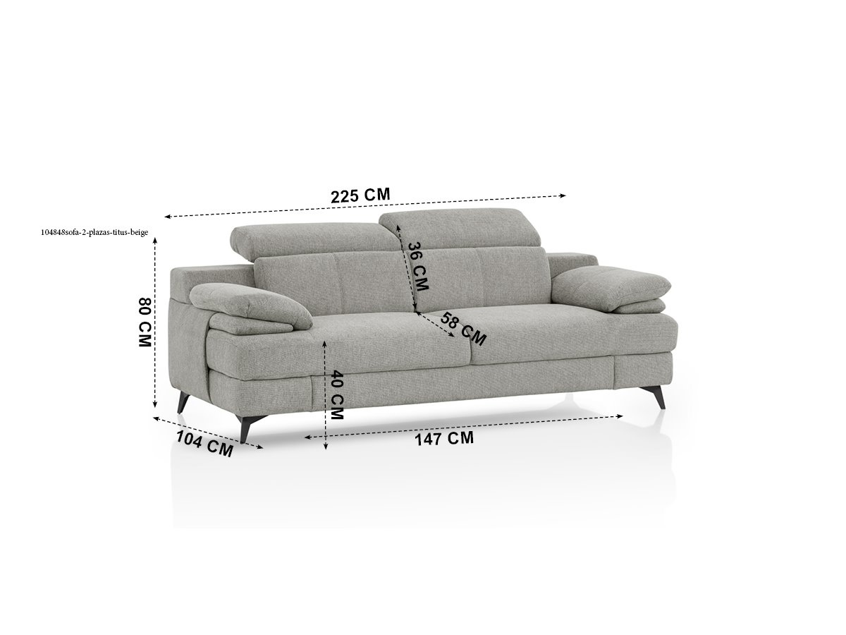 Sofá TITUS 3 lugares em cor bege - Conforama