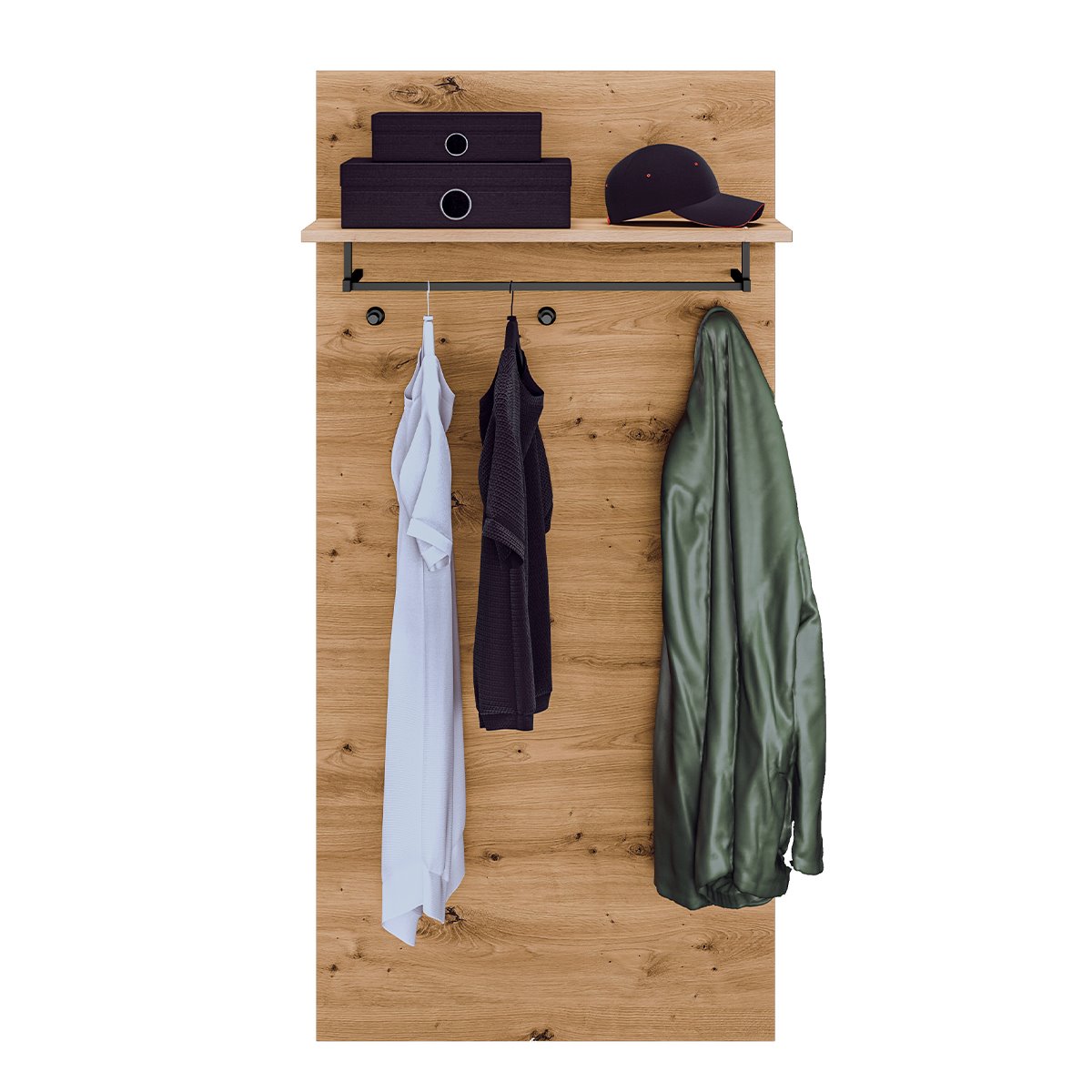 Bengaleiro de parede 3 ganchos 1 prateleira Liora Wood - Conforama