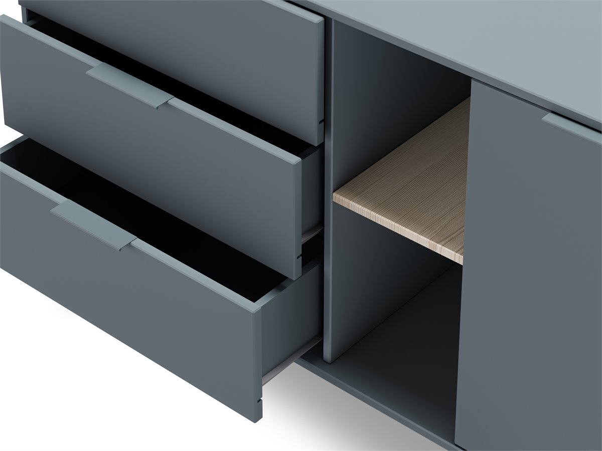 Aparador baixo VOLGA em tom cinza esverdeado - Conforama