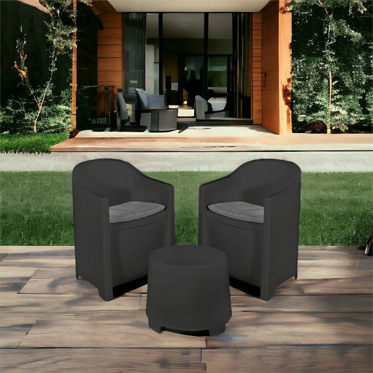 Conjunto lounge externo Dandrean, Composição de jardim com 2 poltronas ...