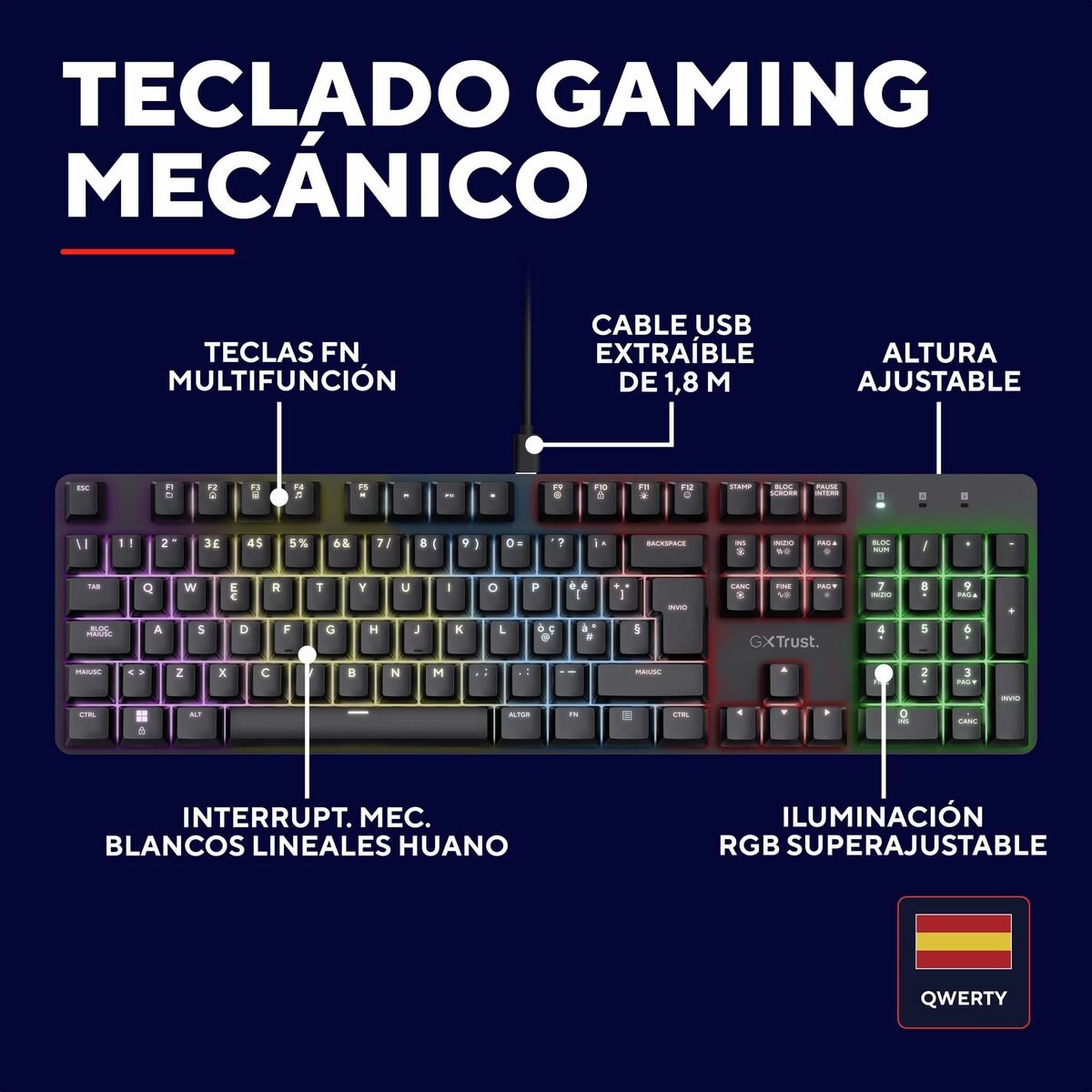 Teclado Gaming Trust 25682 Preto Qwerty espanhol - Conforama