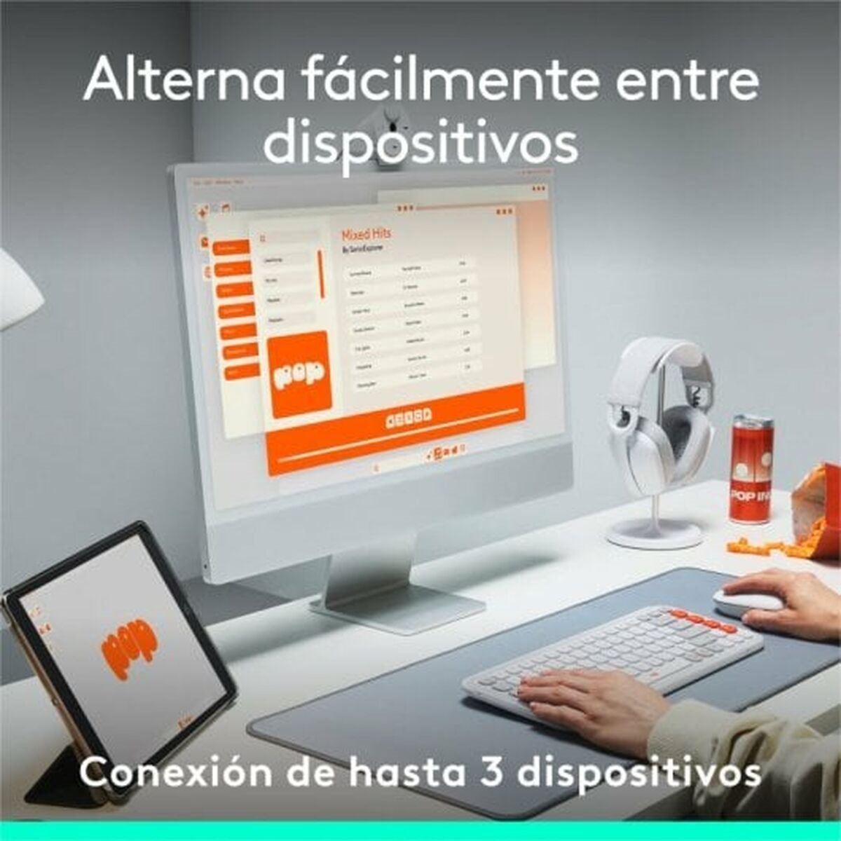 Teclado Logitech Pop Icon Branco Qwerty espanhol QWERTY - Conforama