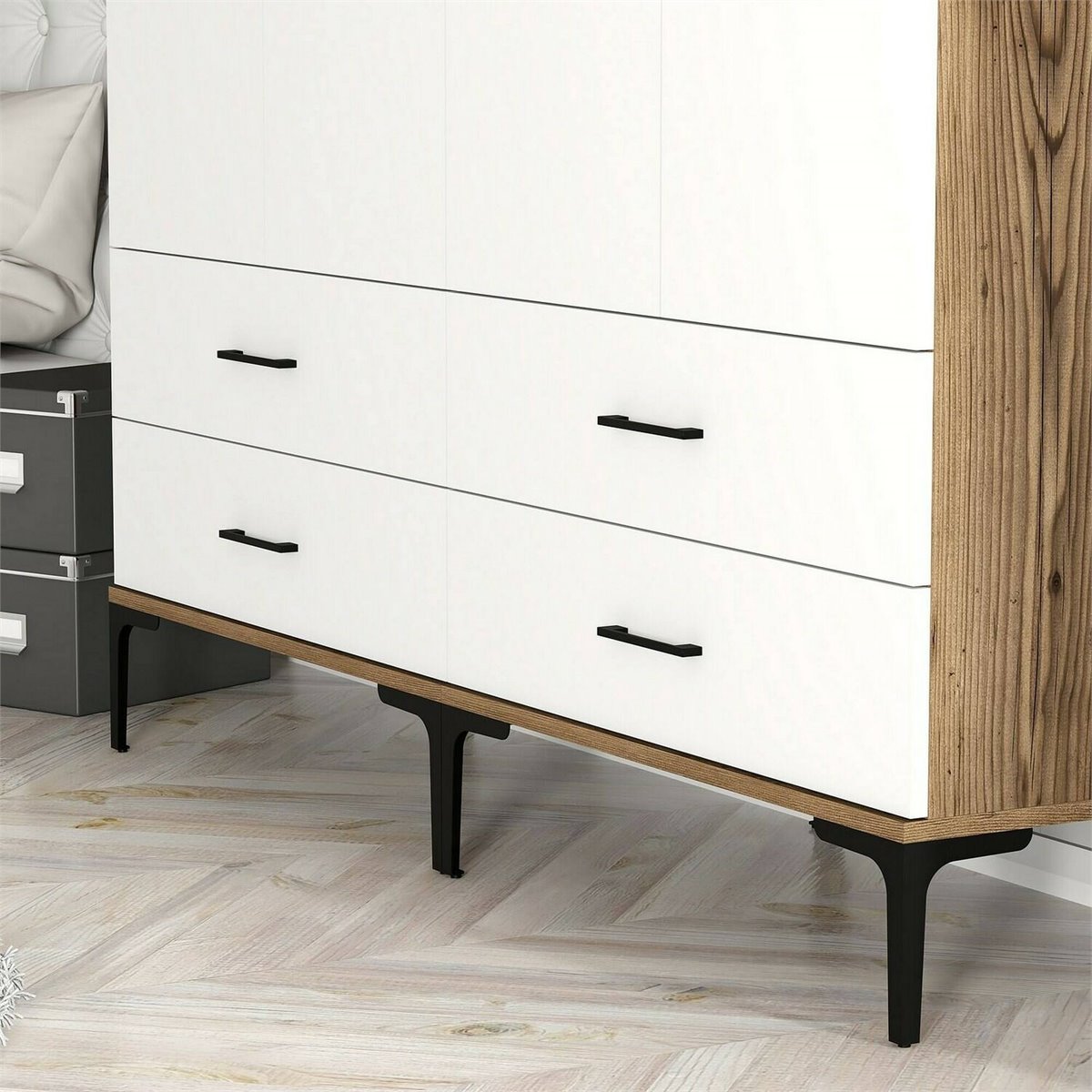 Guarda-roupa grande com efeito de madeira - Conforama