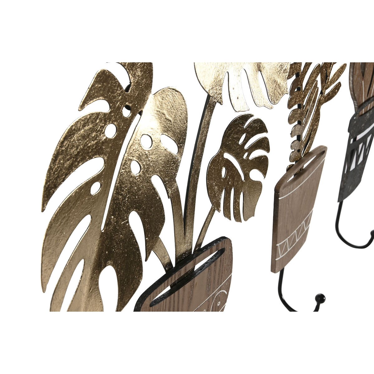 Bengaleiro de parede Home ESPRIT Natural Metal Madeira MDF 16 x 4 x 30 ...