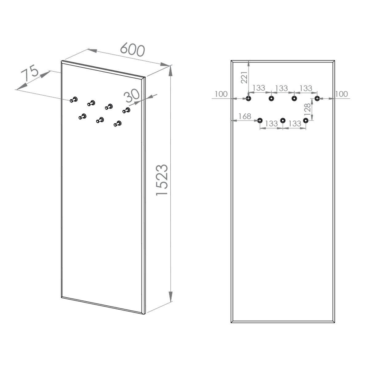 Bengaleiro de parede com 7 ganchos Nilo Wood - Conforama
