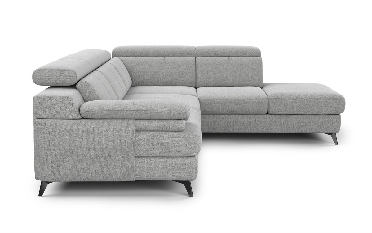 Sofá de canto TITUS com cama dereita 4 lugares cinza - Conforama