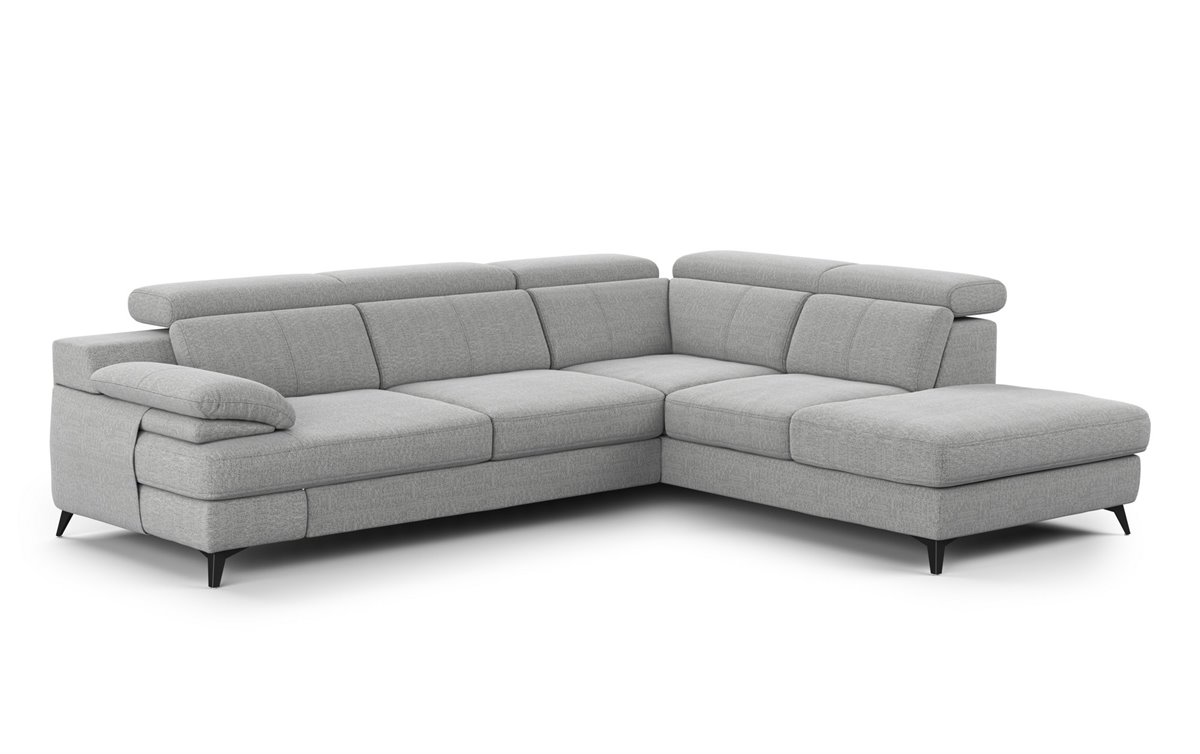 Sofá de canto TITUS com cama dereita 4 lugares cinza - Conforama