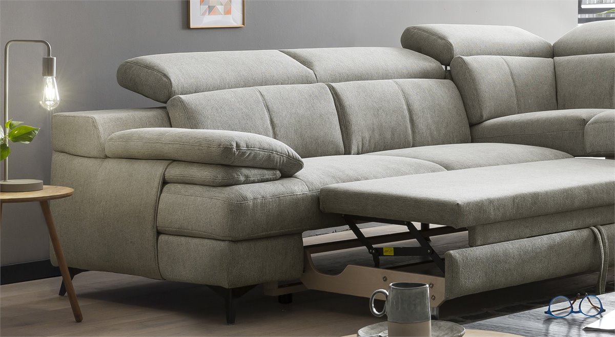 Sofá de canto TITUS com cama dereita 4 lugares bege - Conforama