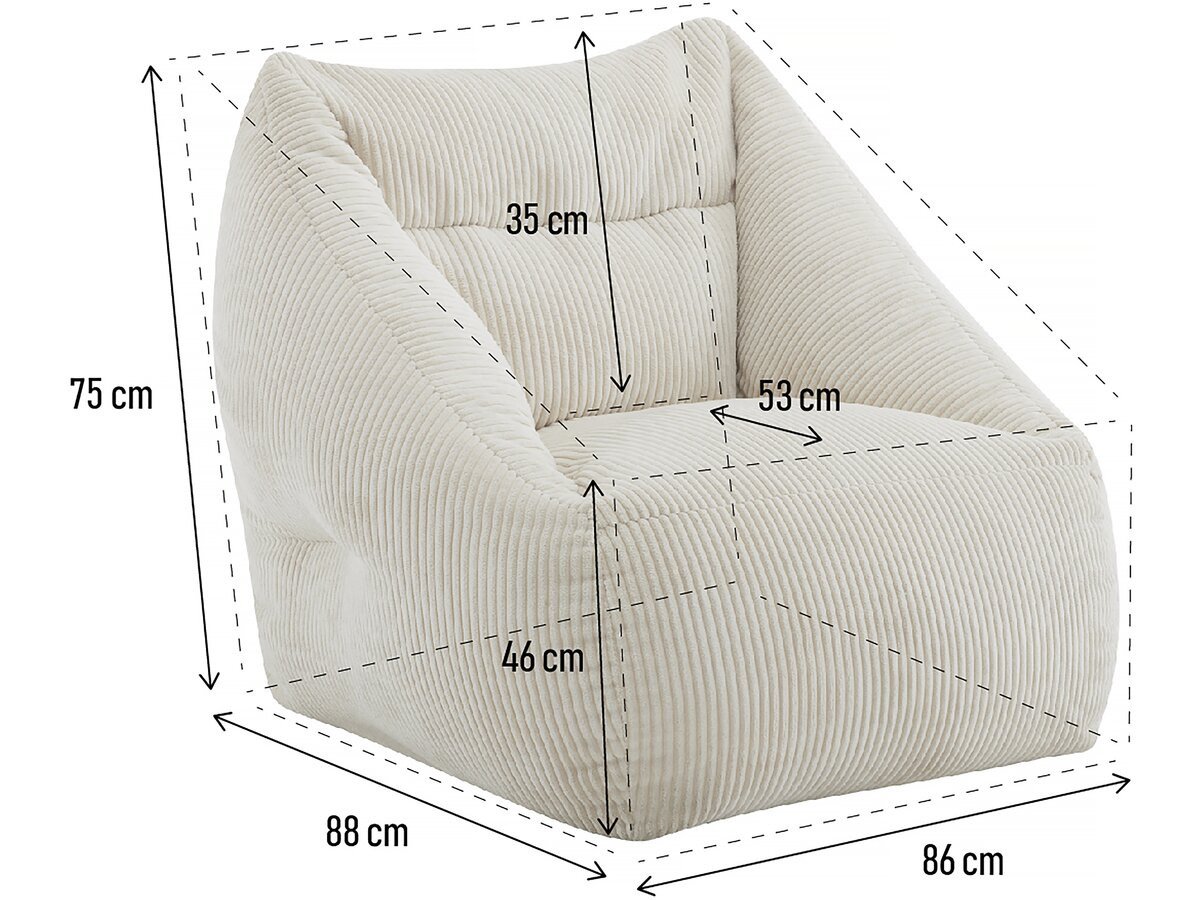 Pufe de veludo cotelê "Medellín" - Bege - 85 x 85 x 72 cm - Conforama