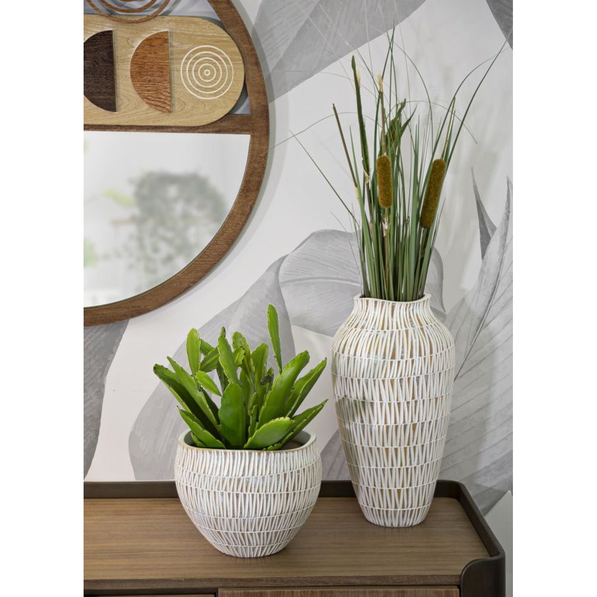 Vaso Decorativo MF683, Poliresina, Branco - Conforama