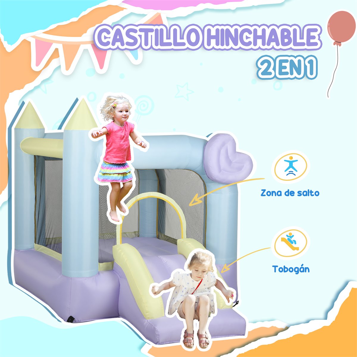 AIYAPLAY Castelo Insuflável com Soprador Castelo Insuflável para ...