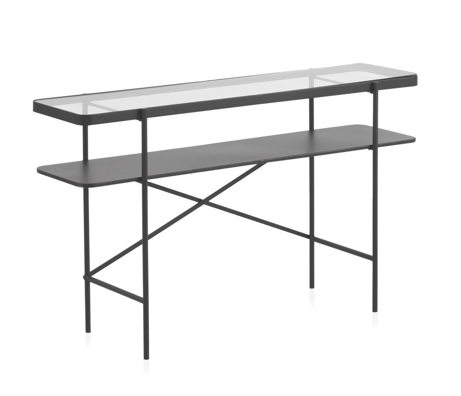 Consola De Metal Preto Com Envelope De Cristal - Conforama
