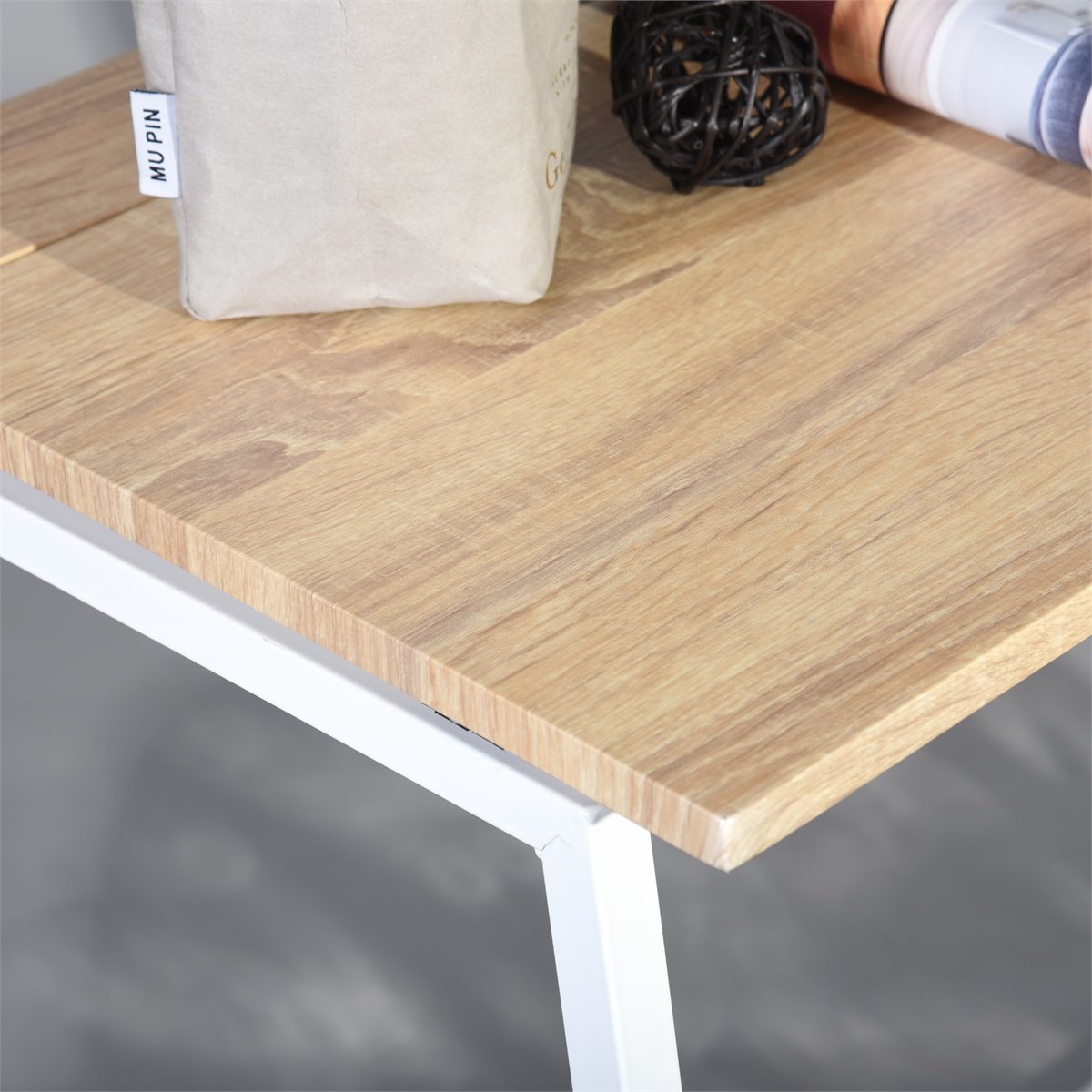 Mesa Dobrável De Metal Com Tampo Em Madeira Cor Carvalho Claro Estilo ...