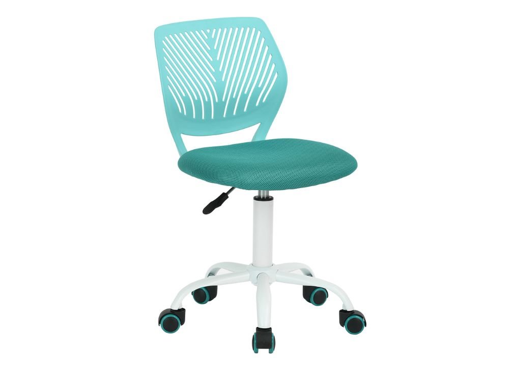 Cadeira de escritório infantil azul turquesa com rodas CARNATION ...