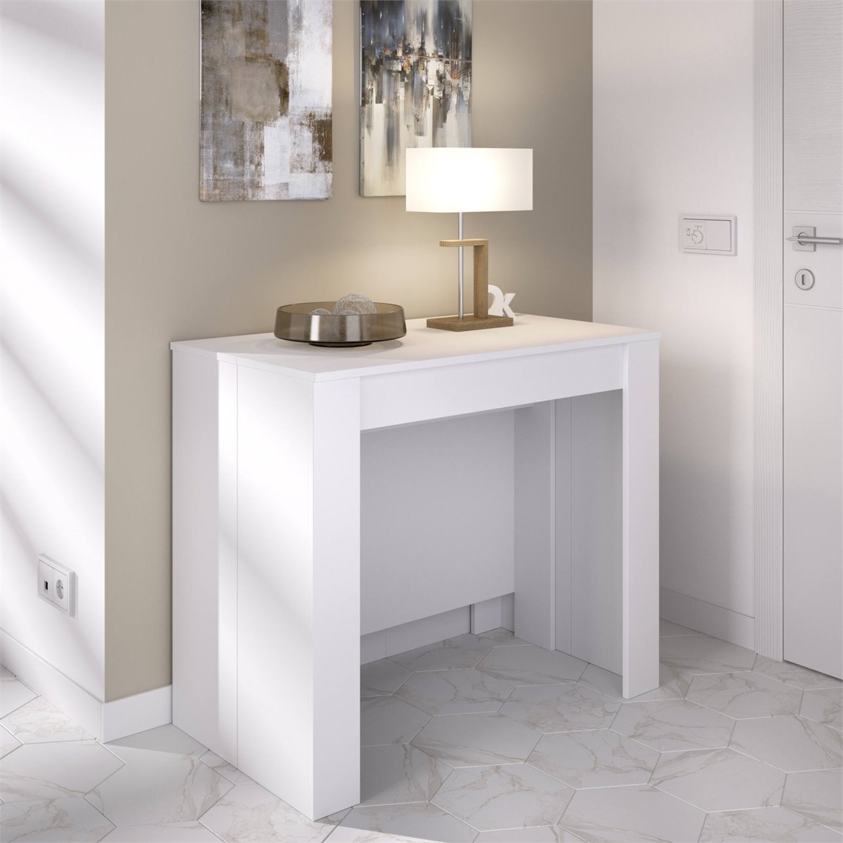 Mesa de consola extensível efeito madeira - Conforama