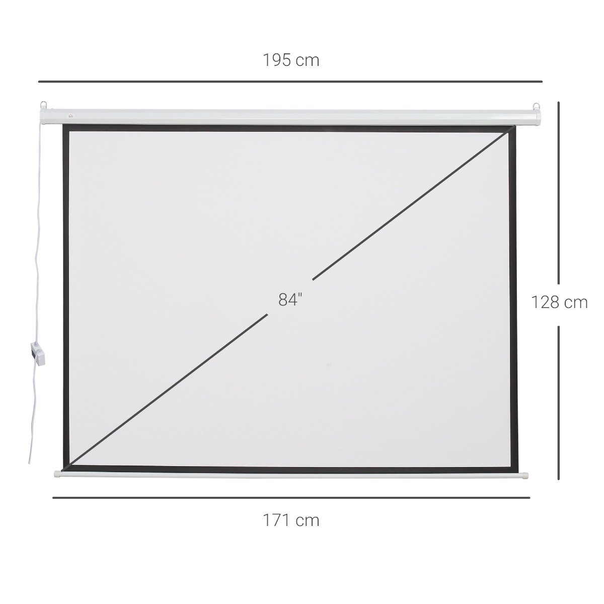 HOMCOM Tela de Projeção Elétrica Portátil Universal Tela para Projeção ...