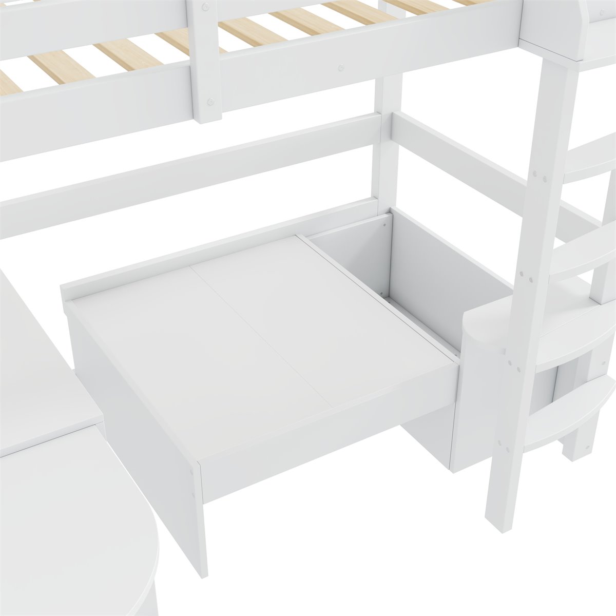 Cama alta infantil 90x200 - Multifuncional com escada, mesa removível ...