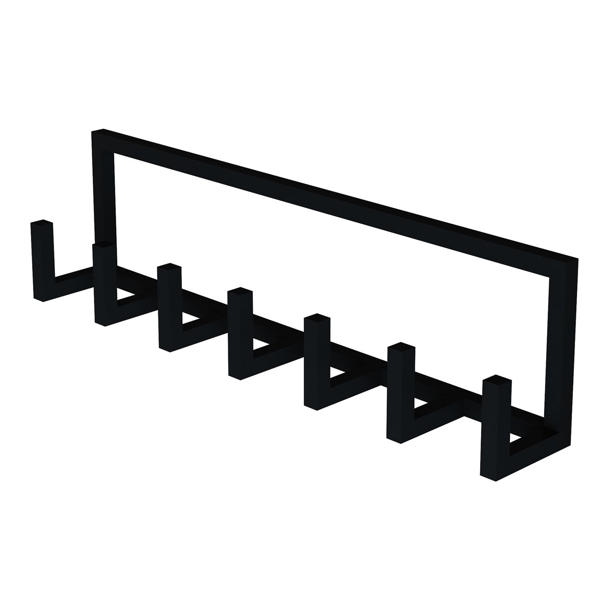 Bengaleiro de parede Lyngen com 7 ganchos em aço 75x10x20 cm - Preto ...