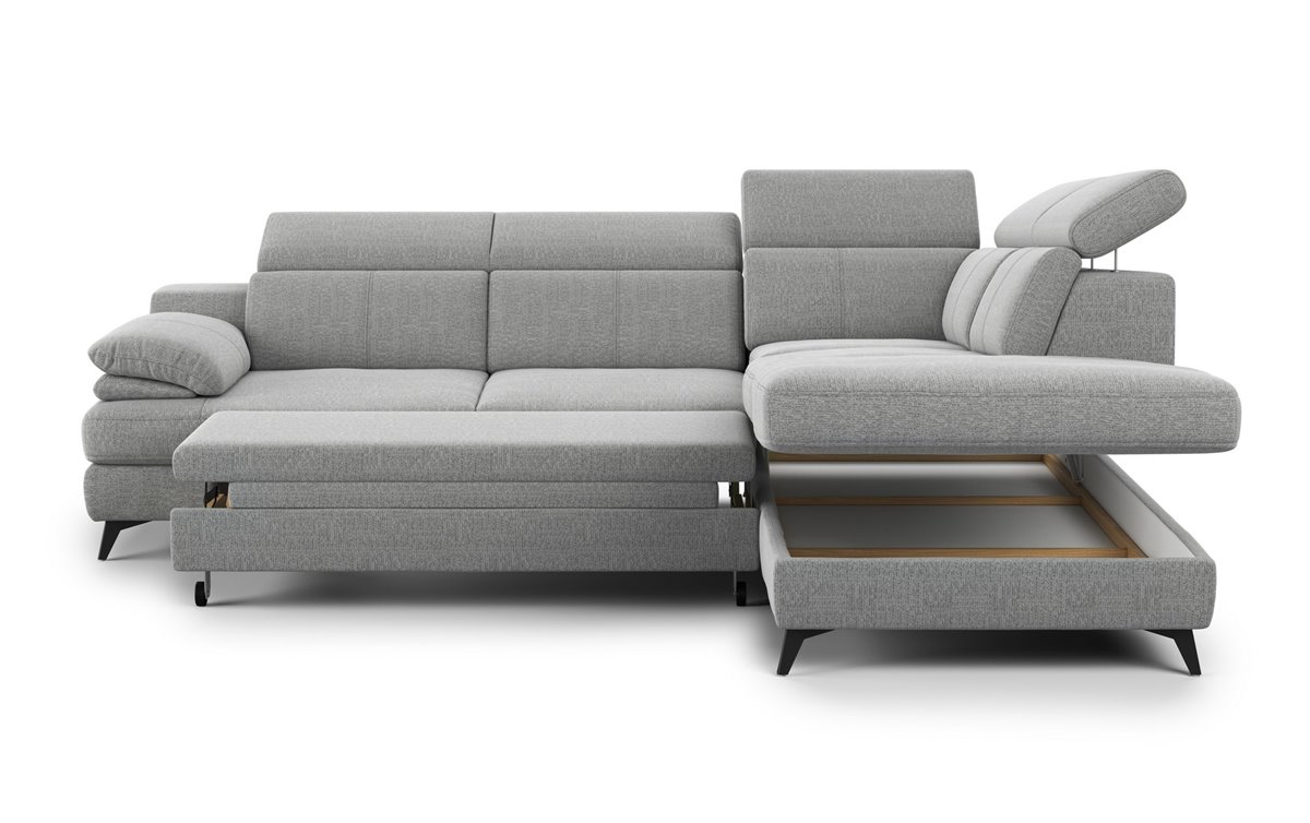 Sofá de canto TITUS com cama dereita 4 lugares cinza - Conforama