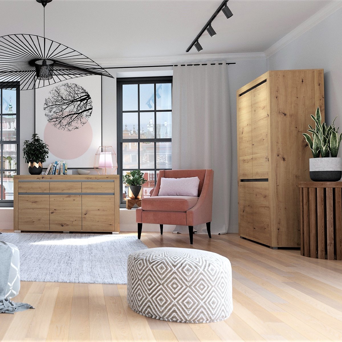 Roupeiro LED de 2 portas incluindo Kasla Wood e Antracite - Conforama