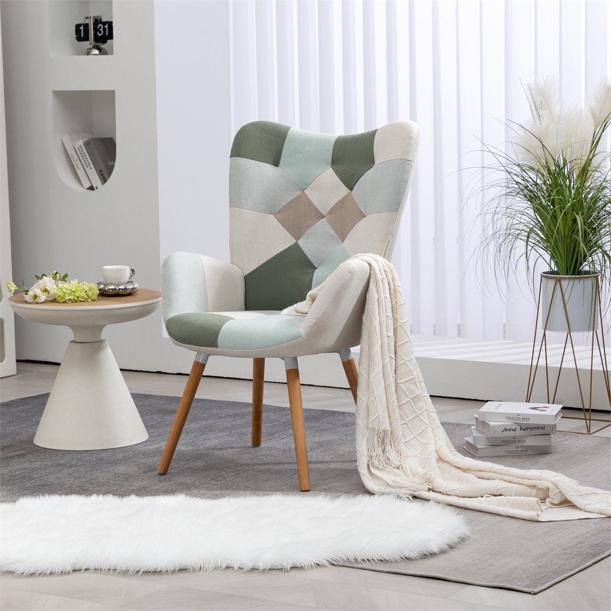 Poltrona Patchwork De Estilo Moderno Com Encosto Alto E Assento ...