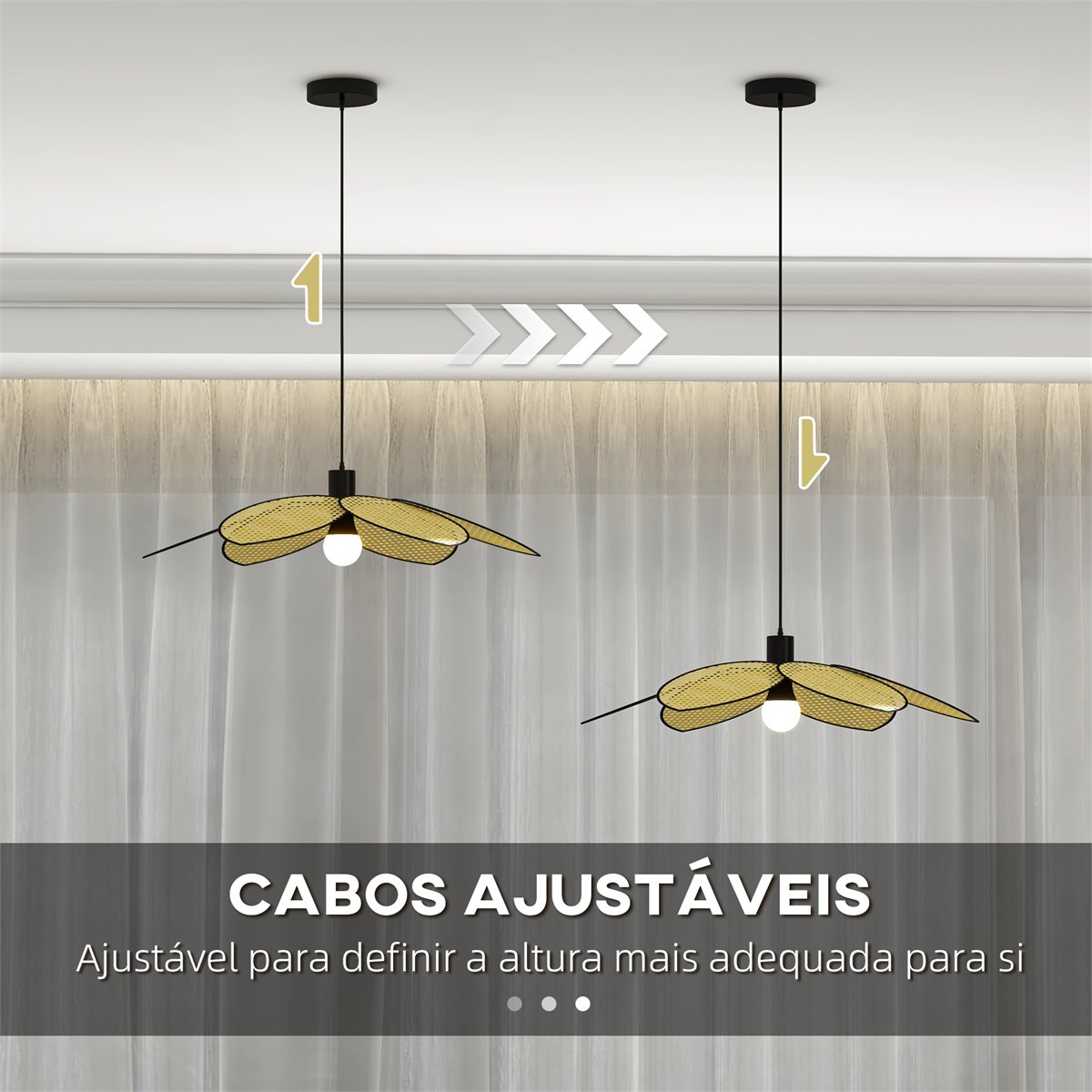 HOMCOM Candeeiro de Teto com Forma de Flor Candeeiro de Teto de Vime ...